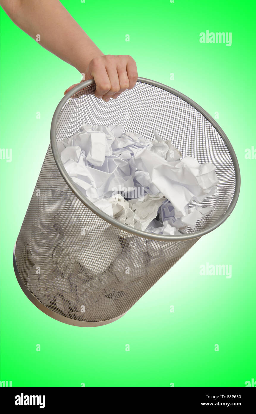 Hands with garbage bin with paper Stock Photo - Alamy