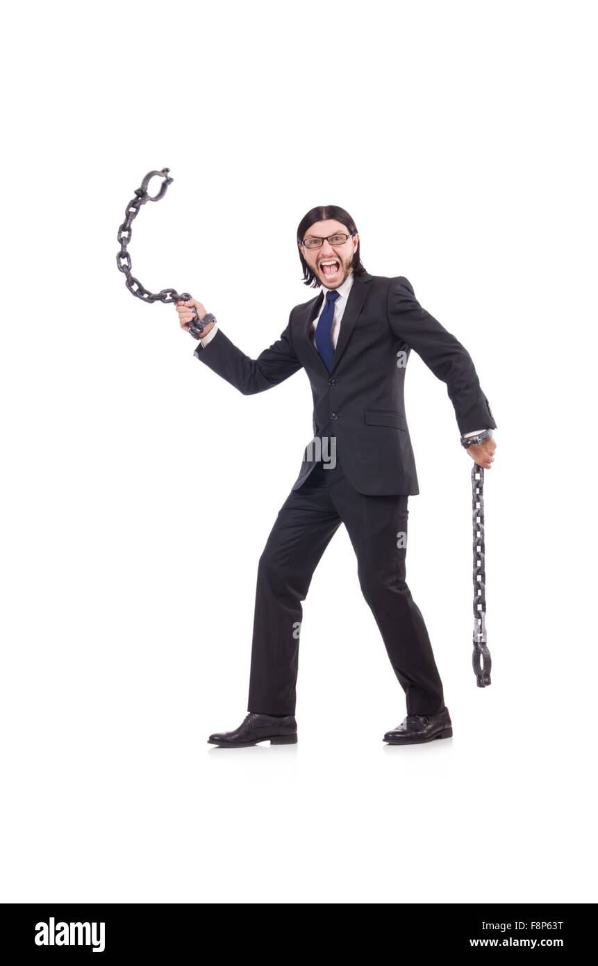 Man with chain isolated on the white Stock Photo - Alamy