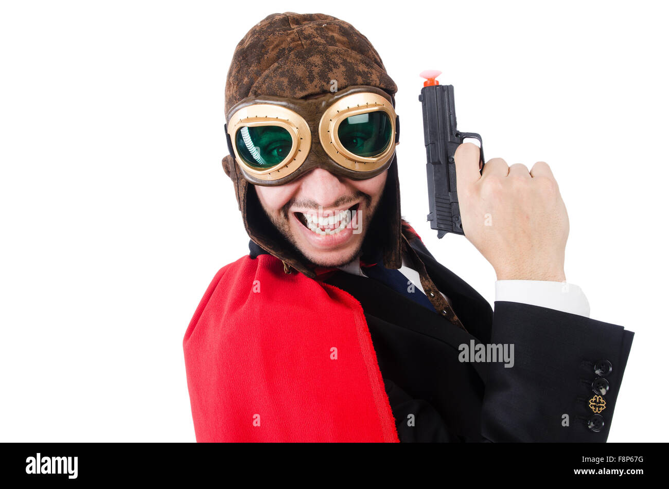Man wearing red clothing in funny concept Stock Photo - Alamy