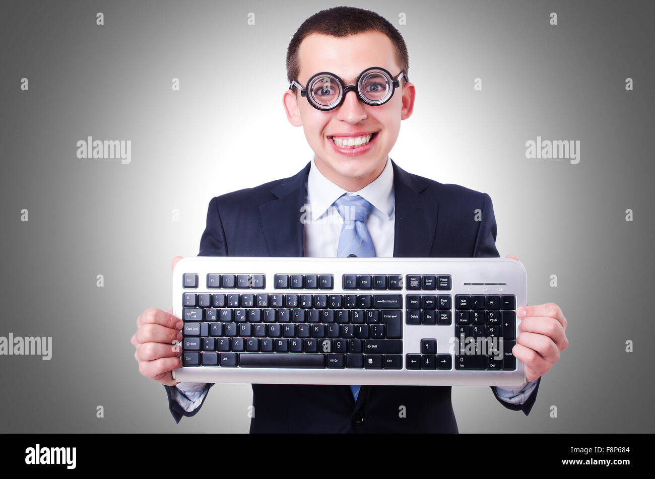 Computer geek nerd in funny concept Stock Photo - Alamy