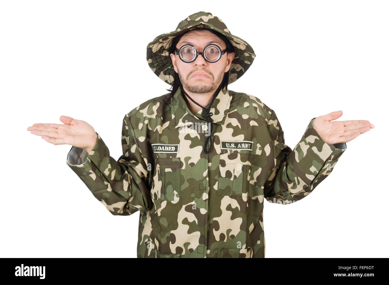 Funny soldier in military concept Stock Photo - Alamy