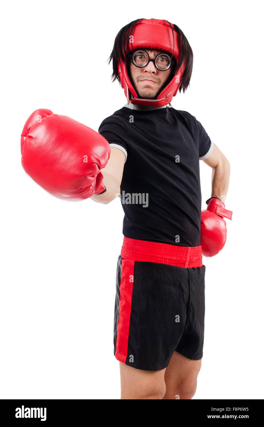 Funny boxer isolated on the white Stock Photo - Alamy