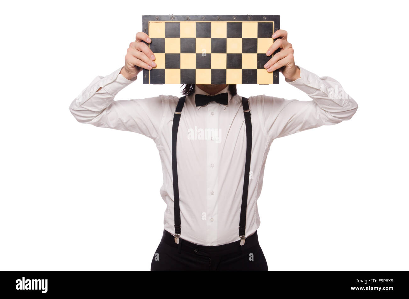Nerd chess player isolated on white Stock Photo - Alamy