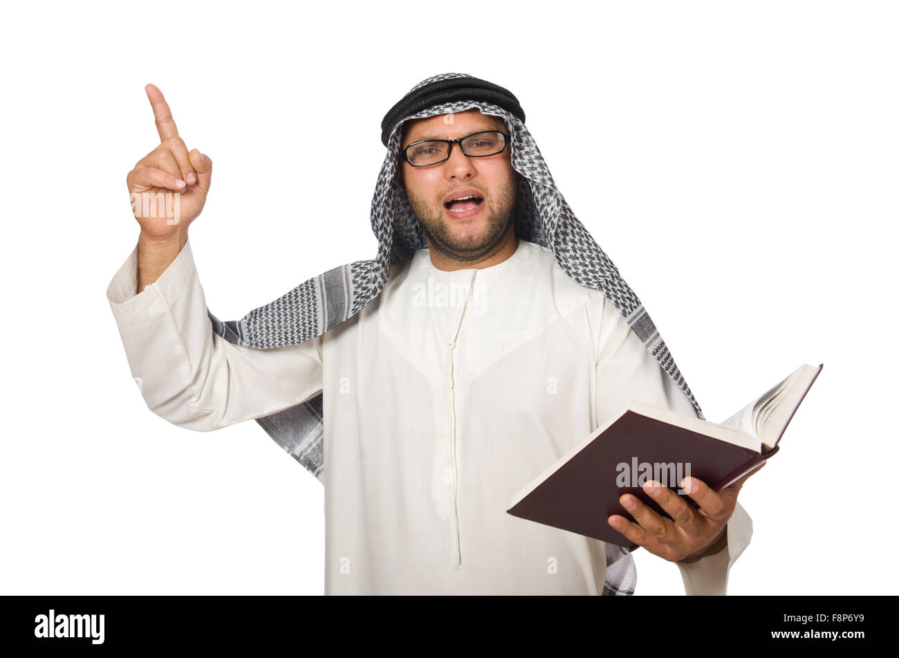 Concept with arab man isolated on white Stock Photo - Alamy
