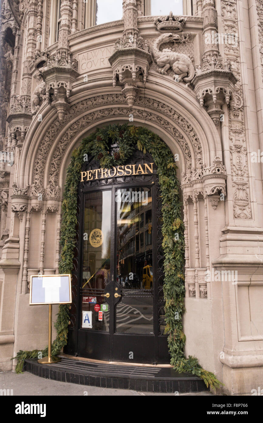 Petrossian Restaurant Entrance with Holiday Decorations, NYC Stock ...