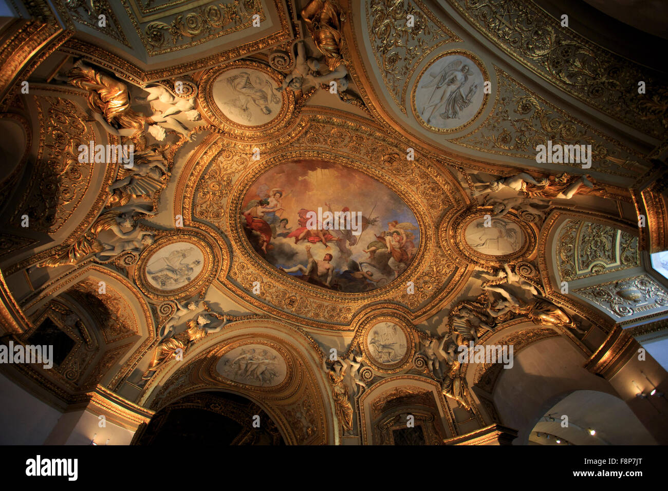 Beautiful painted ceilings in The Louvre Museum, Paris, France Stock ...