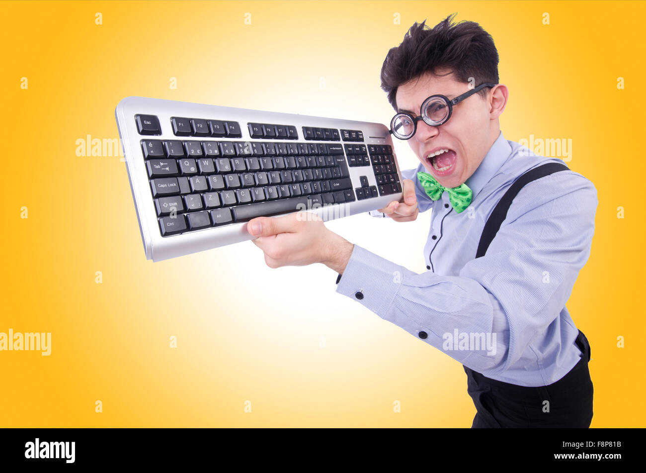 Computer geek nerd in funny concept Stock Photo - Alamy