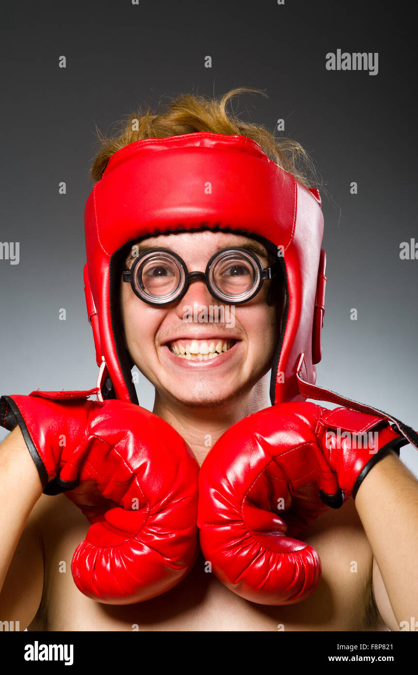 Funny boxer against dark background Stock Photo - Alamy