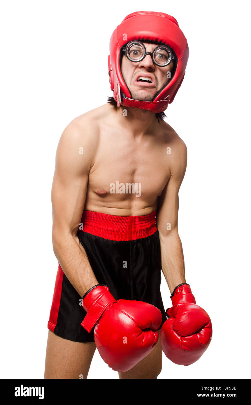 Funny boxer isolated on the white Stock Photo - Alamy
