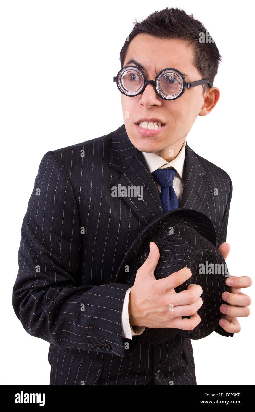 Funny gentleman in striped suit isolated on white Stock Photo - Alamy