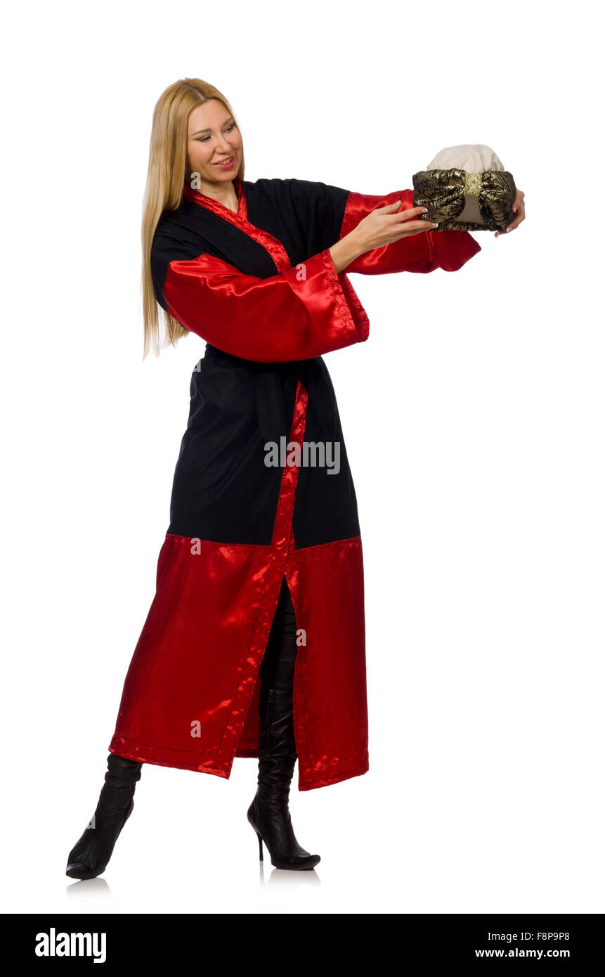 Female magician isolated on white Stock Photo - Alamy
