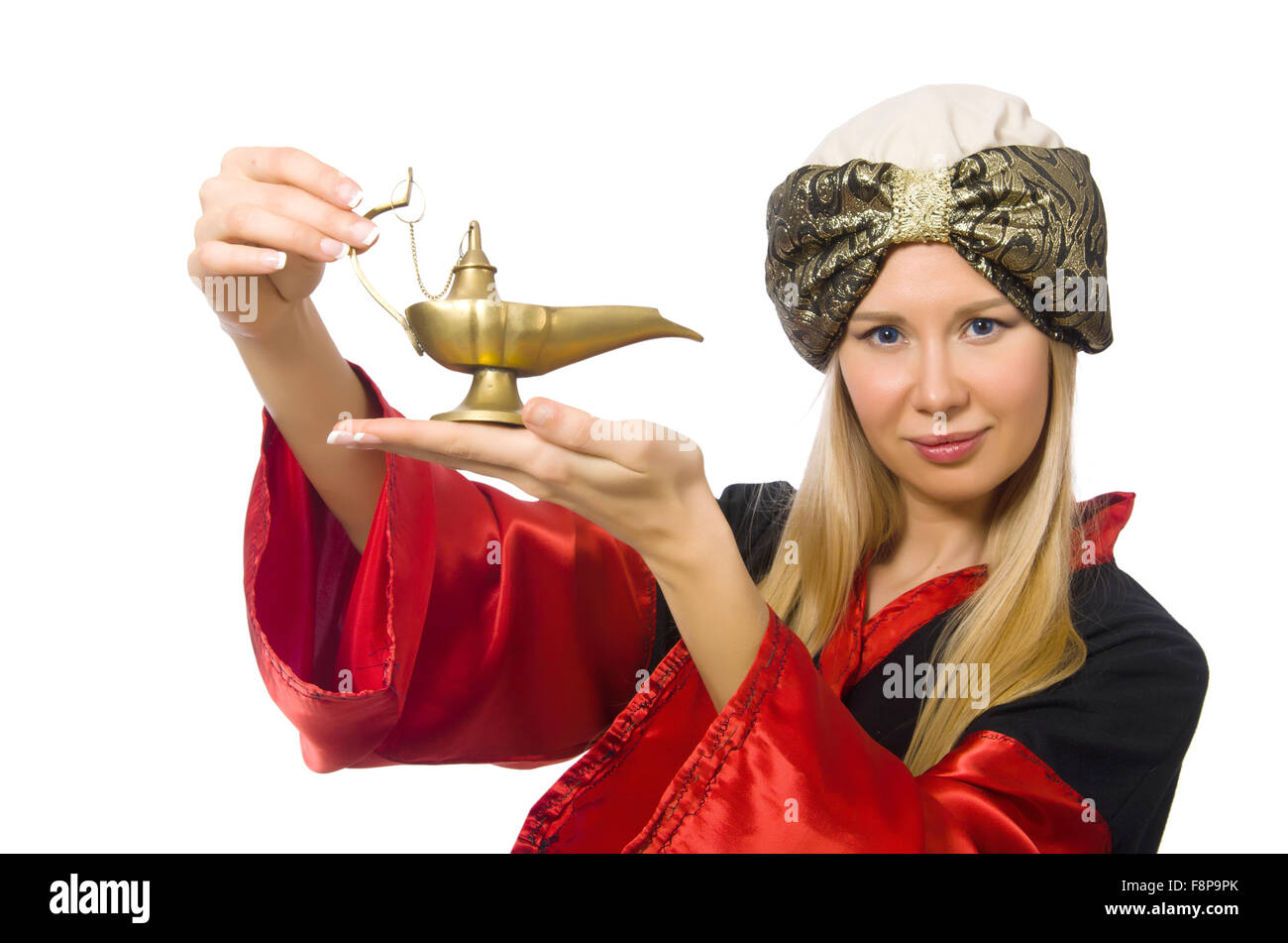 Female magician isolated on white Stock Photo - Alamy