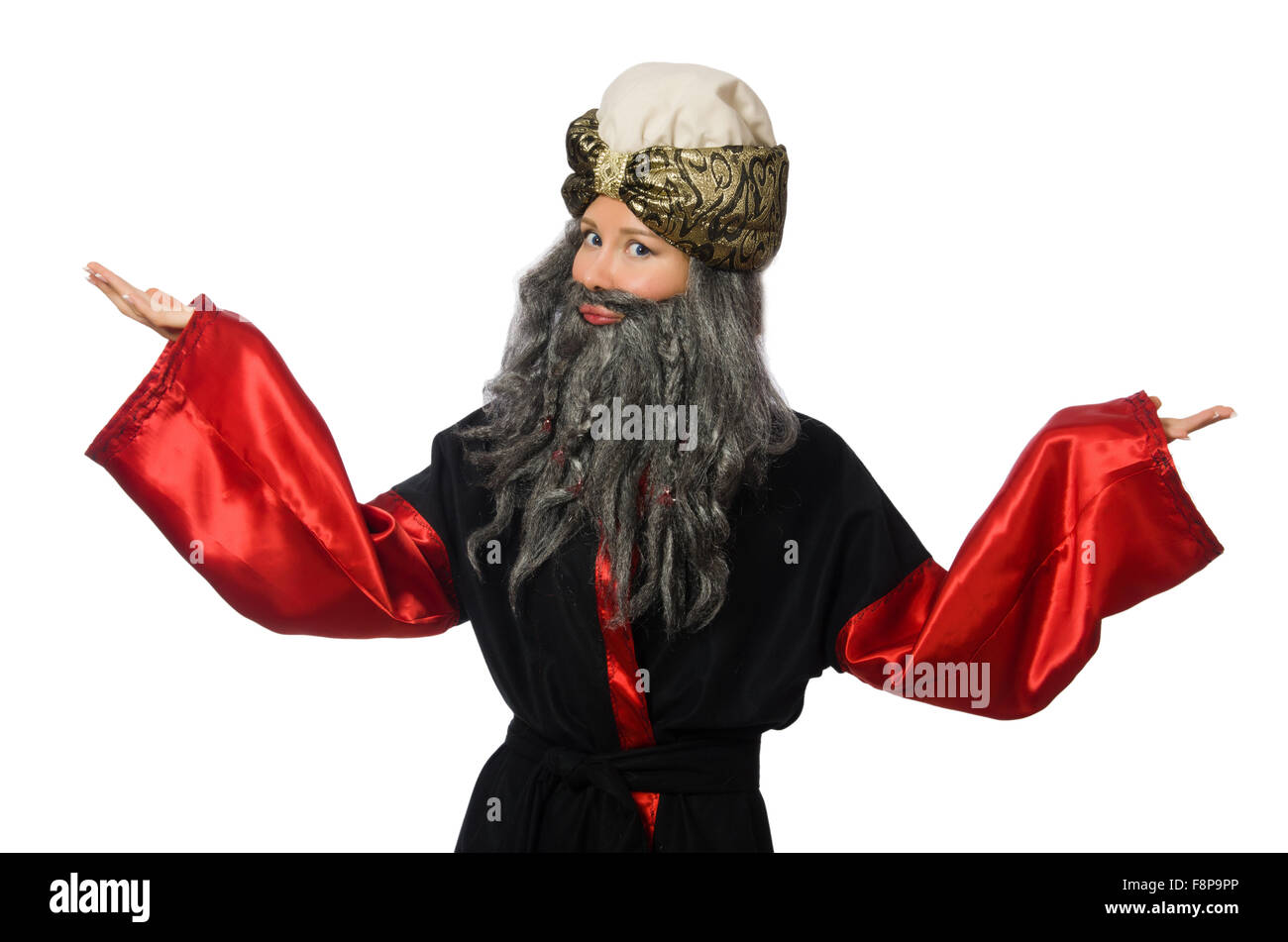 Female magician isolated on white Stock Photo - Alamy