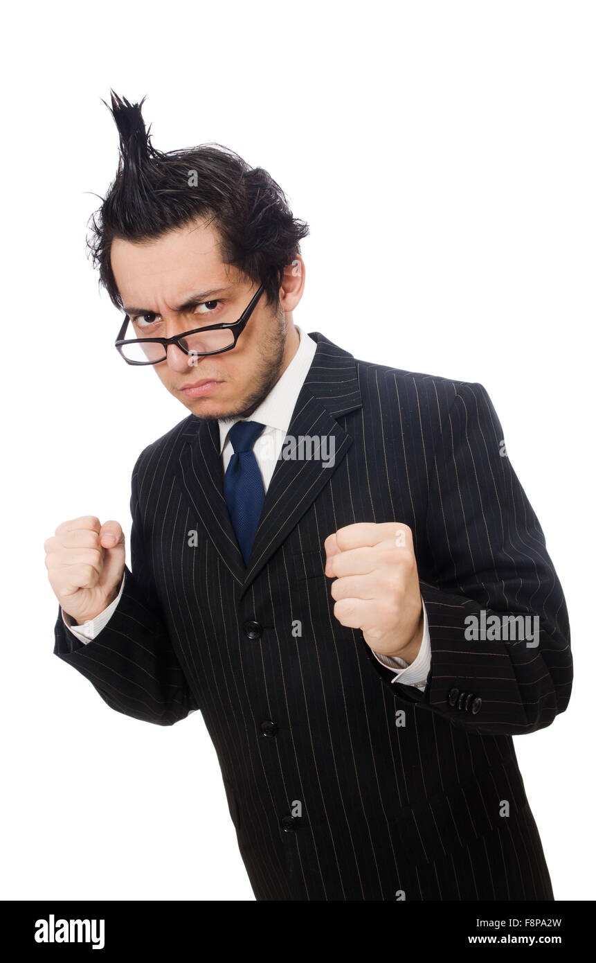 Young funny employee isolated on white Stock Photo - Alamy
