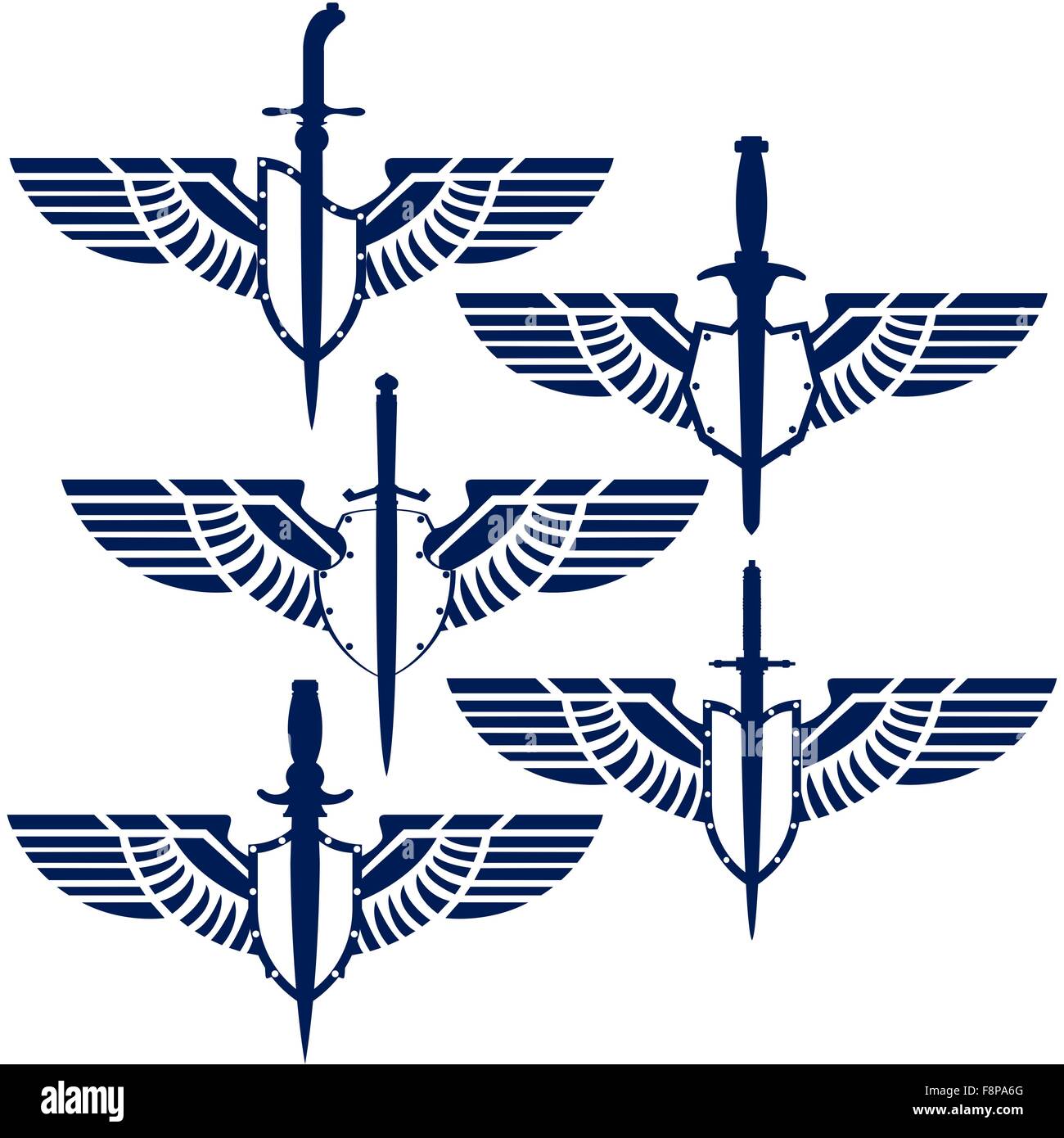 Abstract icons military daggers wings hi-res stock photography and ...
