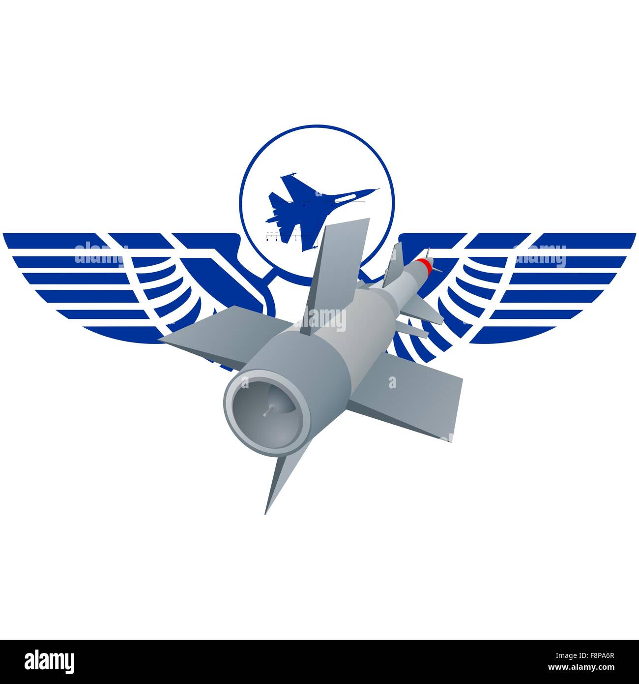Air defense missiles and aircraft on abstract wings. The illustration ...