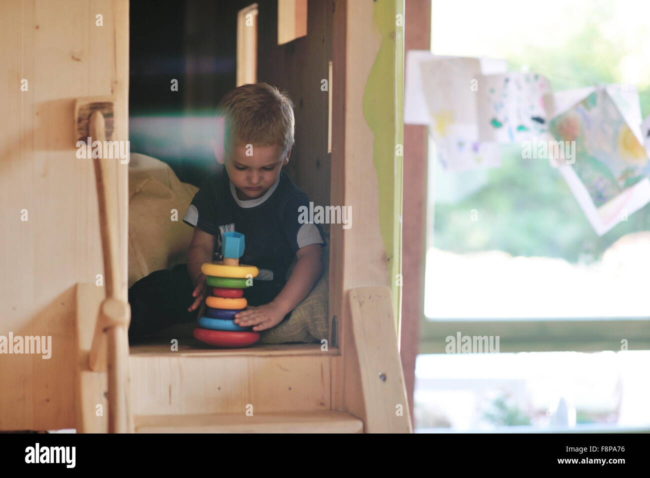 happy little child play game and have fun, education lessons in ...