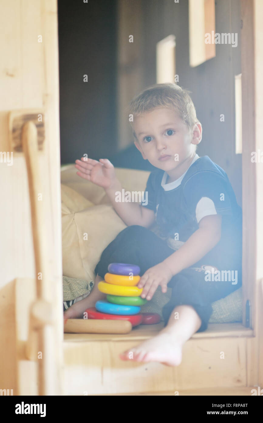 happy little child play game and have fun, education lessons in ...