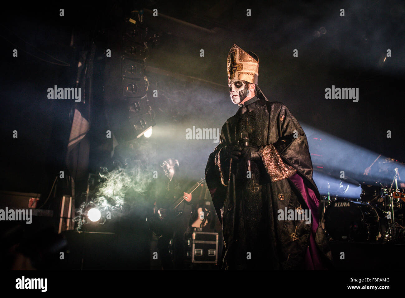 Swedish metal band Ghost performing live on stage at The Circus club ...