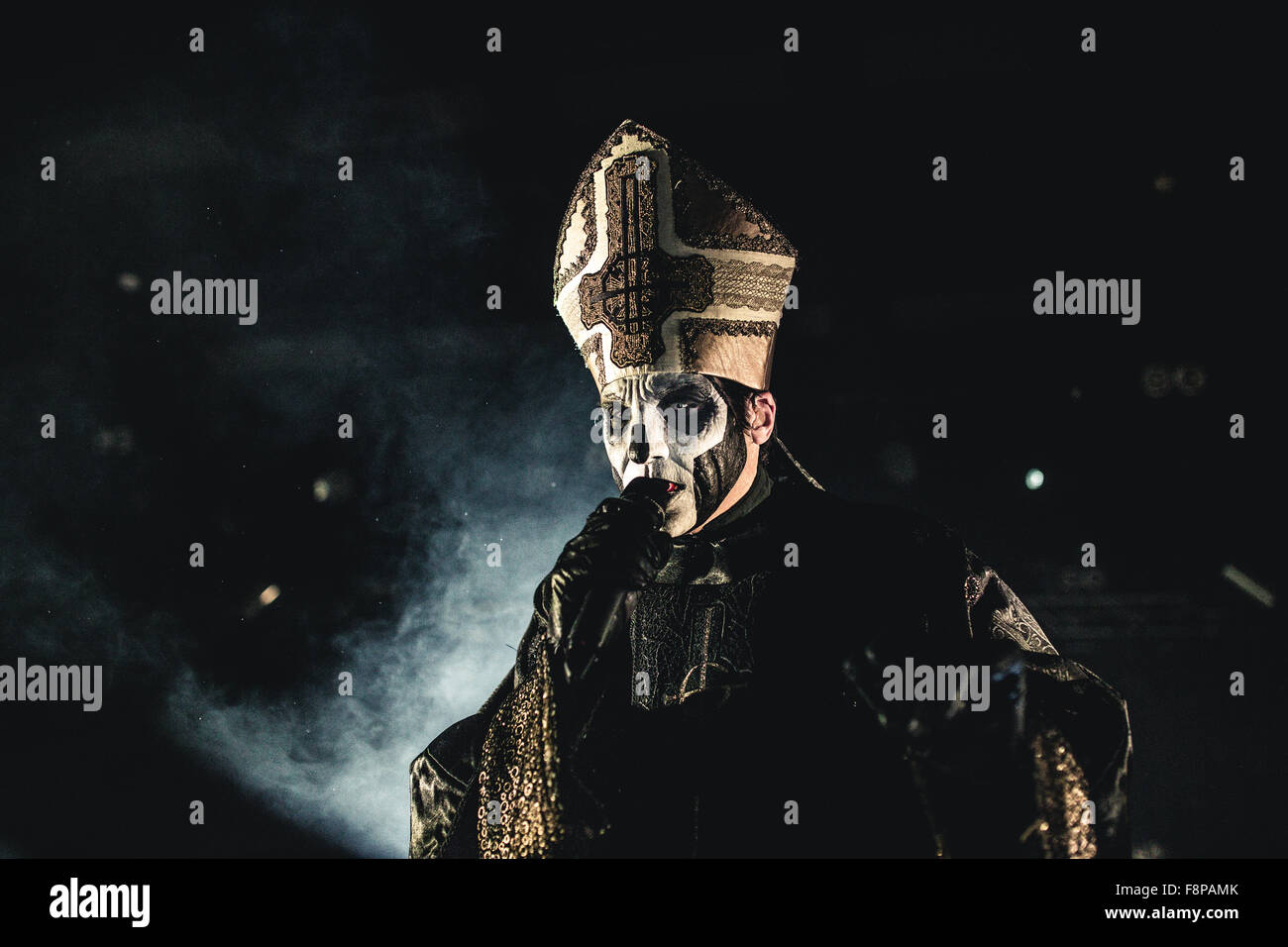 Swedish metal band Ghost performing live on stage at The Circus club ...