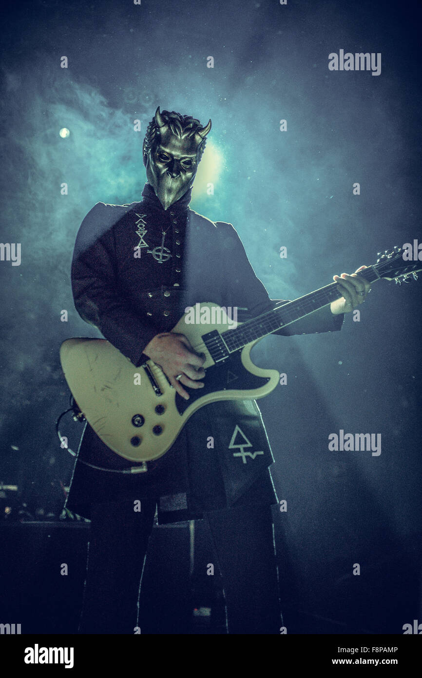 Swedish metal band Ghost performing live on stage at The Circus club ...