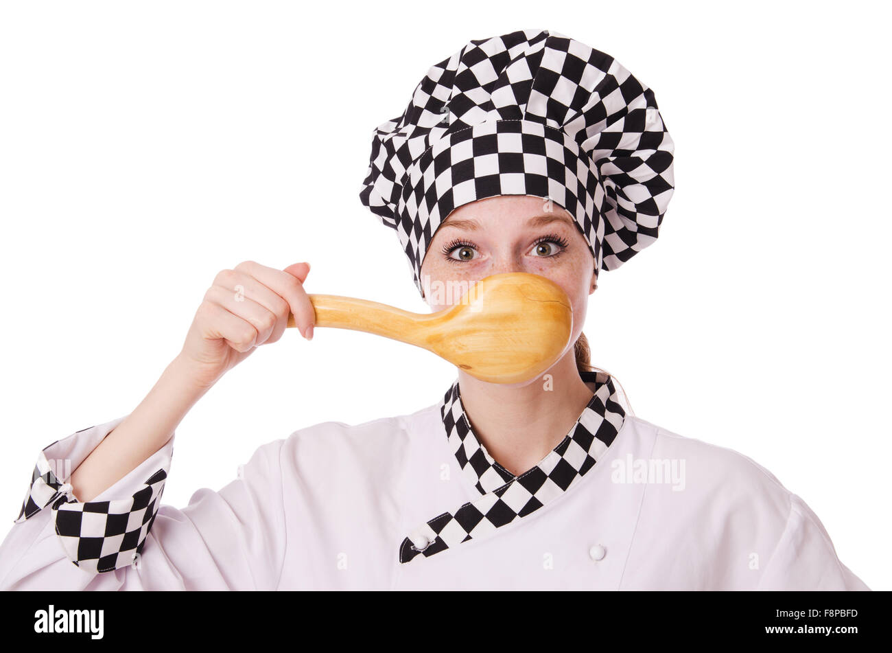 Female chef isolated on white Stock Photo - Alamy
