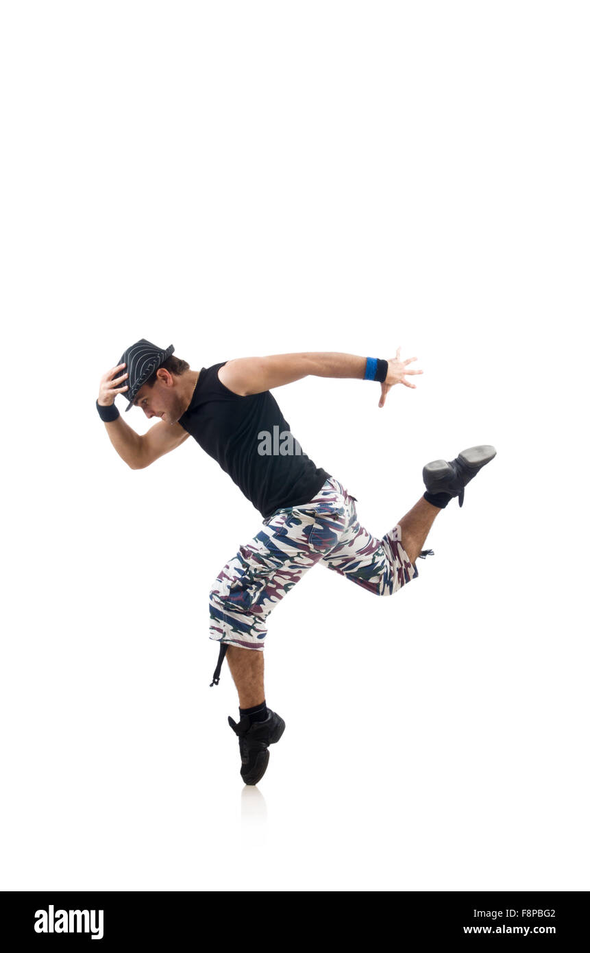 Man dancing dances isolated on white Stock Photo - Alamy