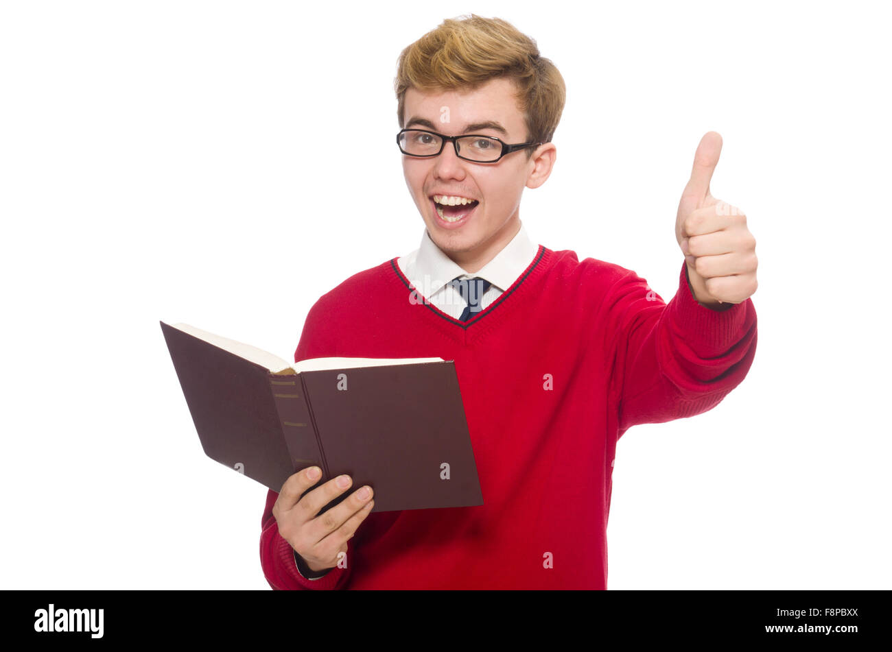 Blond university student with thumbs up hi-res stock photography and ...