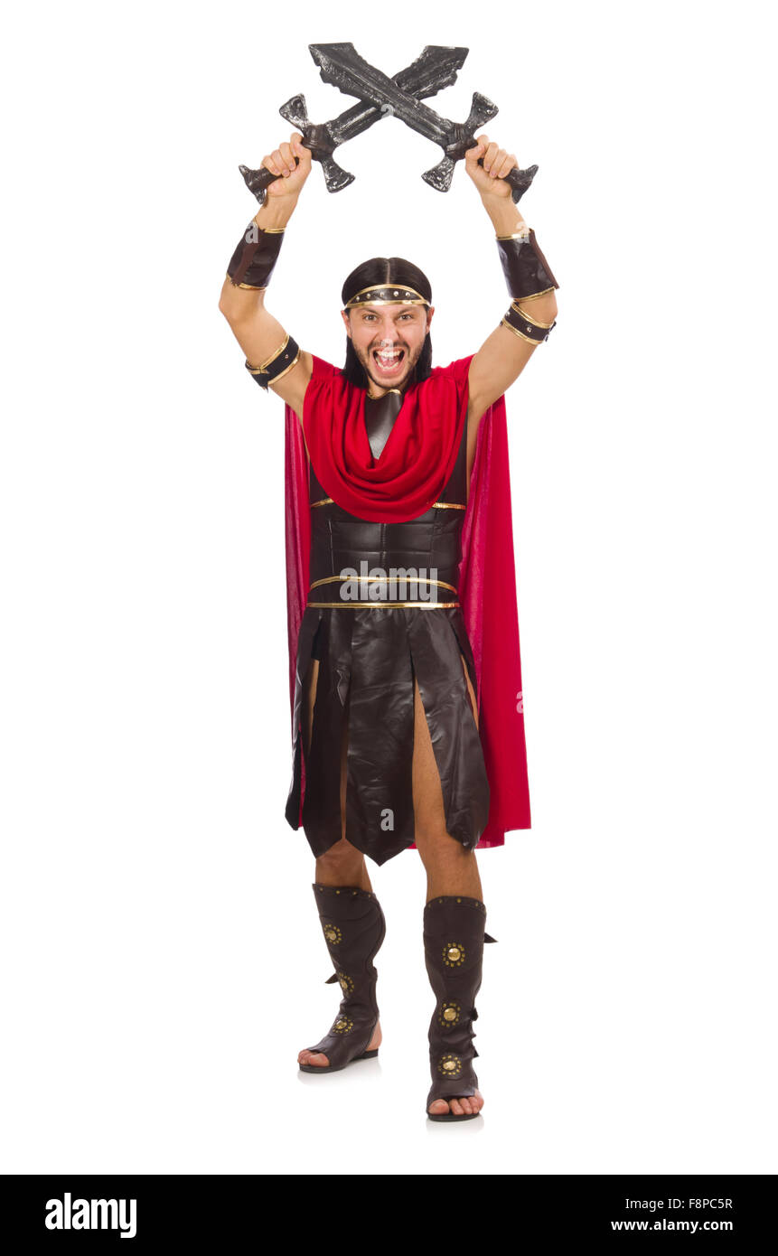 Ancient warrior gladiator posing Cut Out Stock Images & Pictures - Alamy