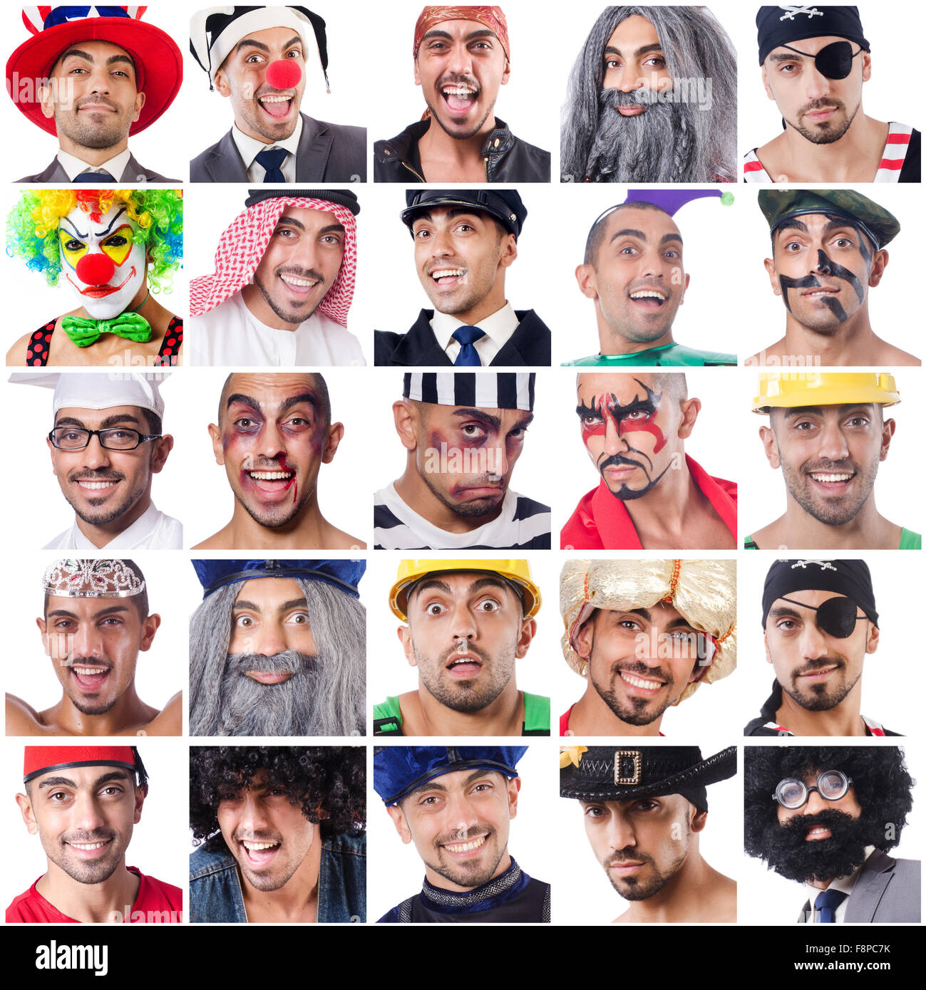 Collage of many faces from same model Stock Photo - Alamy