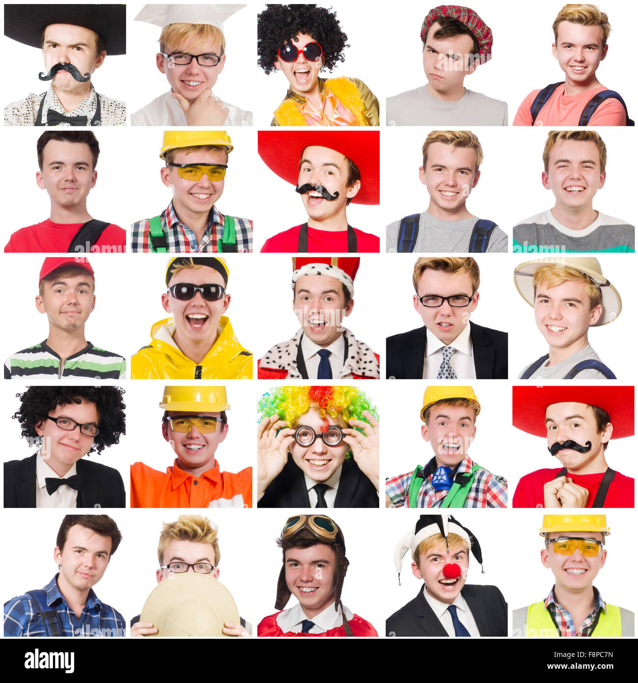 Collage of many faces from same model Stock Photo - Alamy