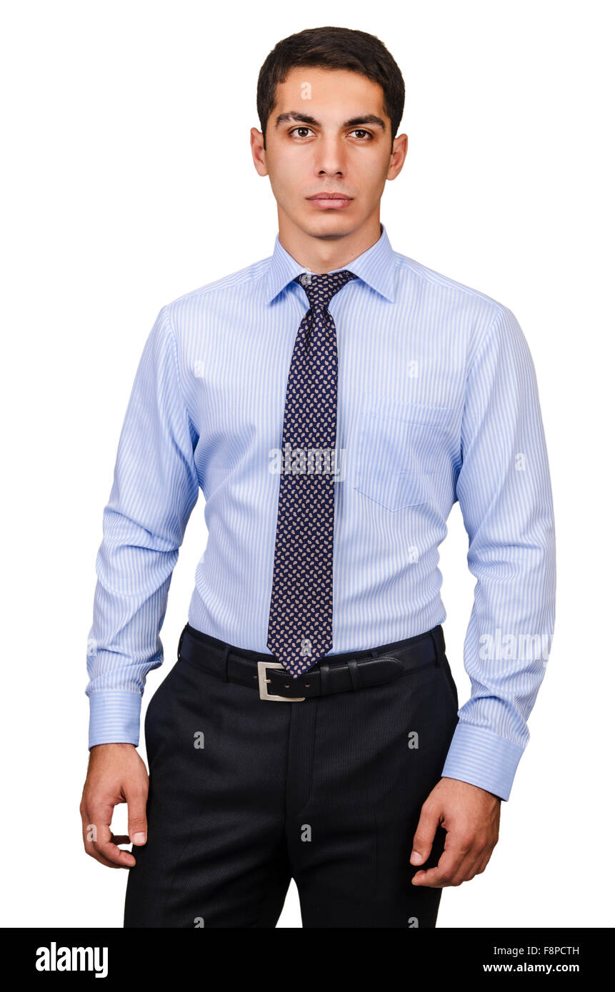 Male model with shirt isolated on white Stock Photo - Alamy