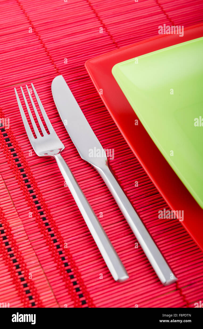 Table setting with knife and fork Stock Photo - Alamy
