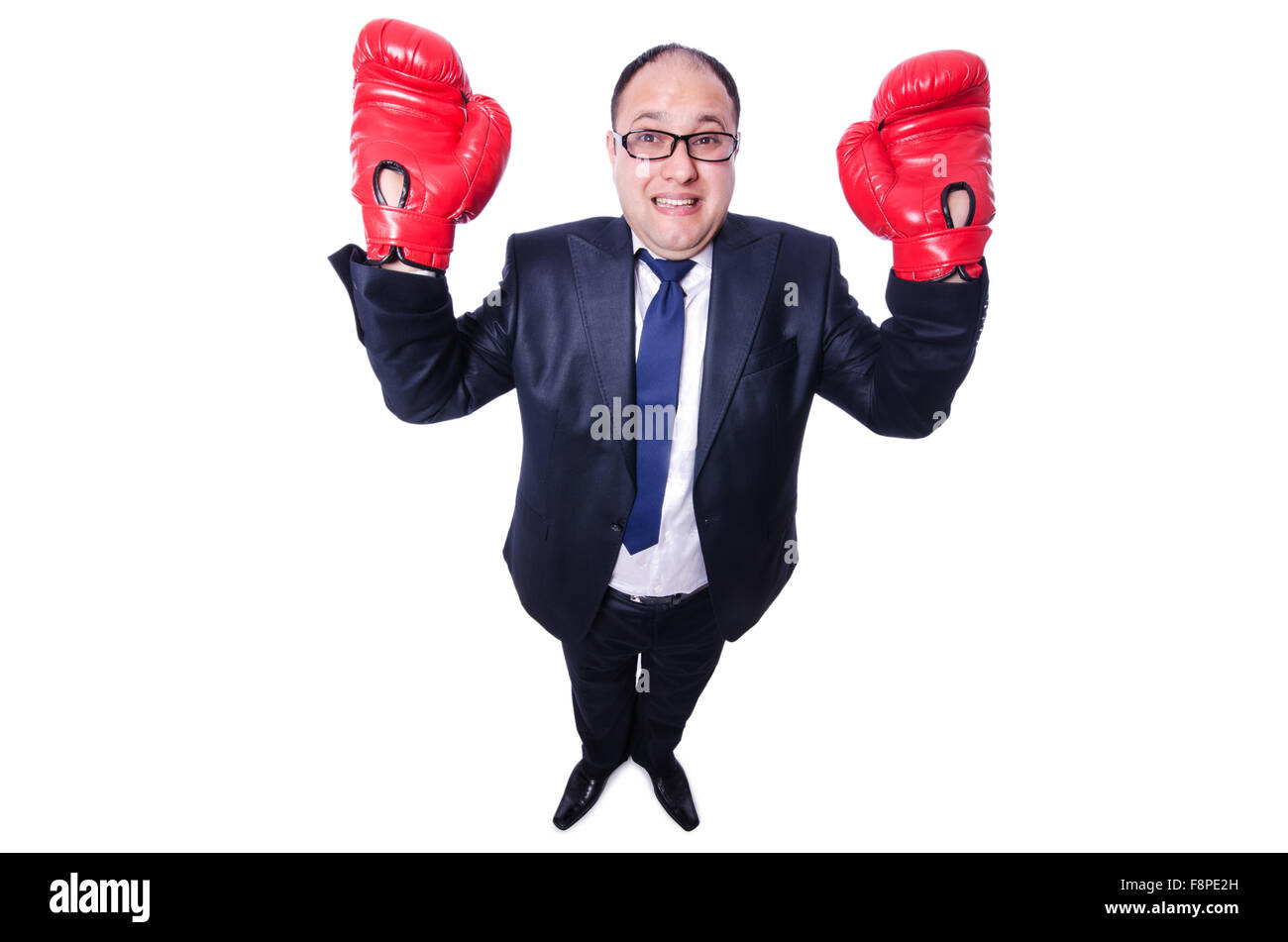 Young businessman boxer isolated on white Stock Photo - Alamy