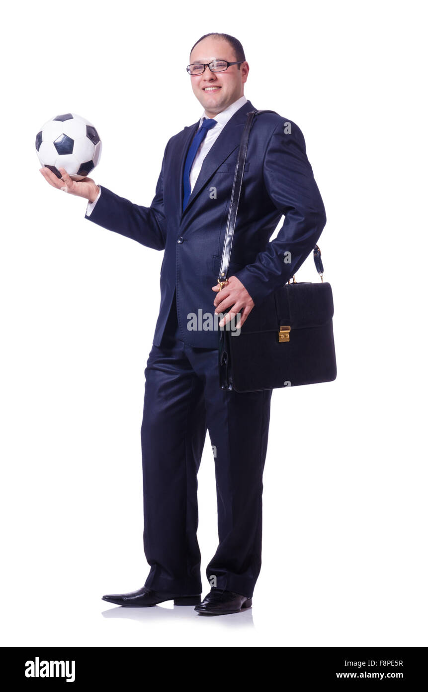 Man with football isolated on white Stock Photo - Alamy