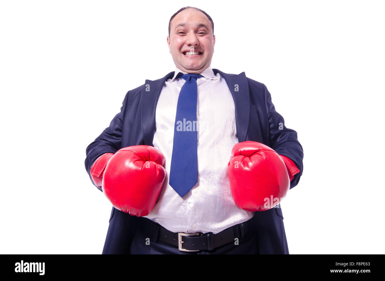 Young businessman boxer isolated on white Stock Photo - Alamy
