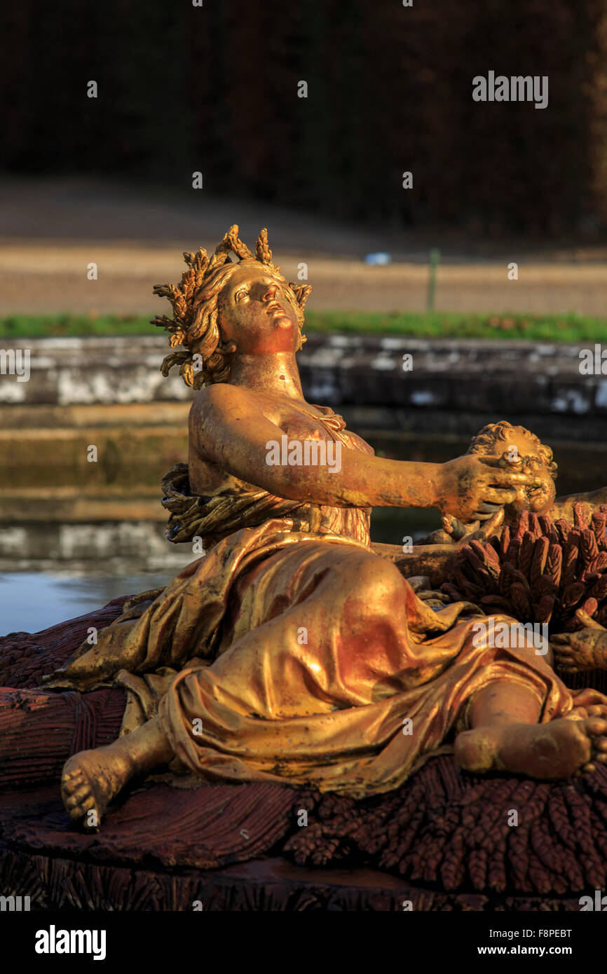 A golden statue of Ceres, the Roman goddess of harvests and corn in the ...