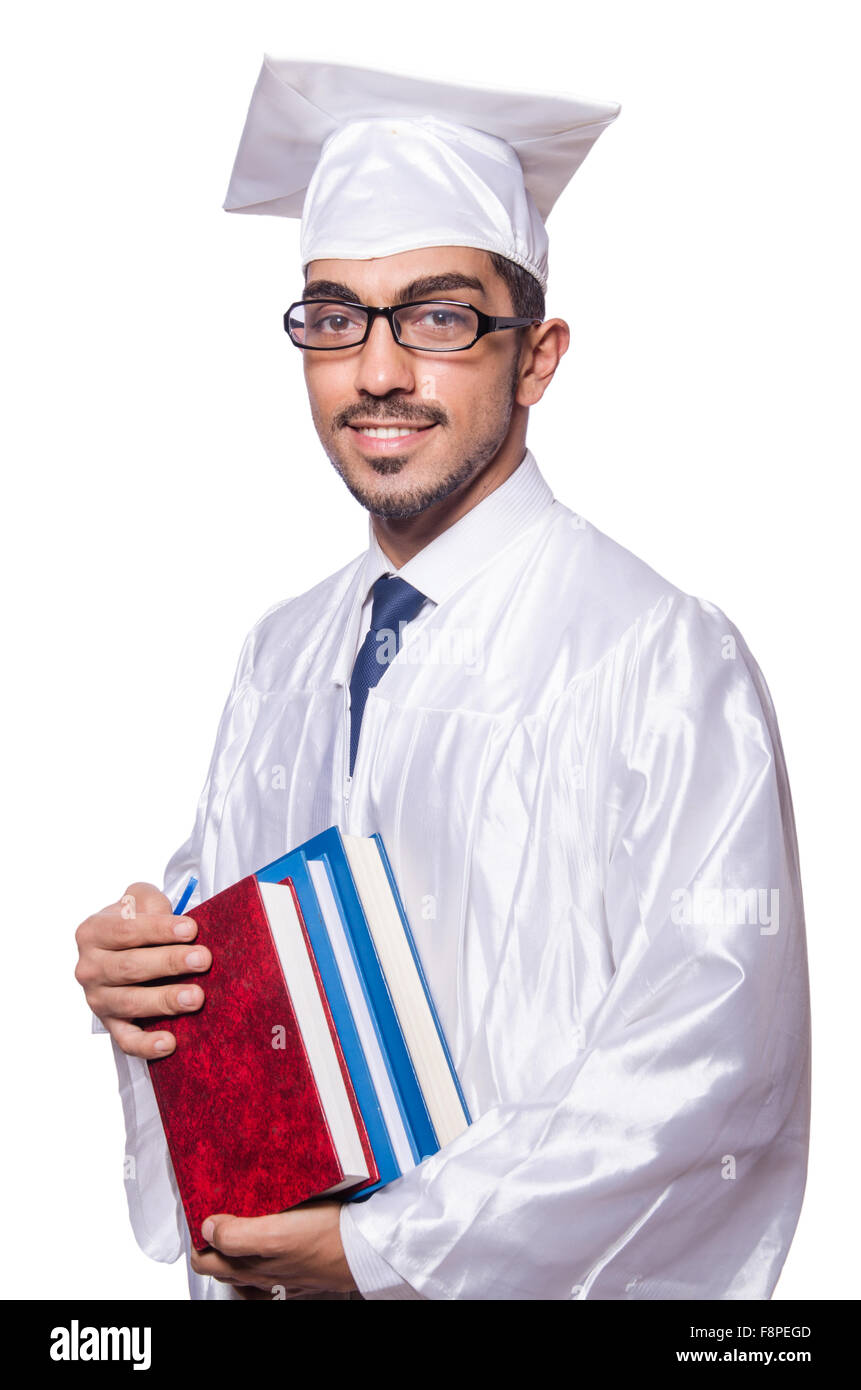 Young male student isolated on white Stock Photo - Alamy