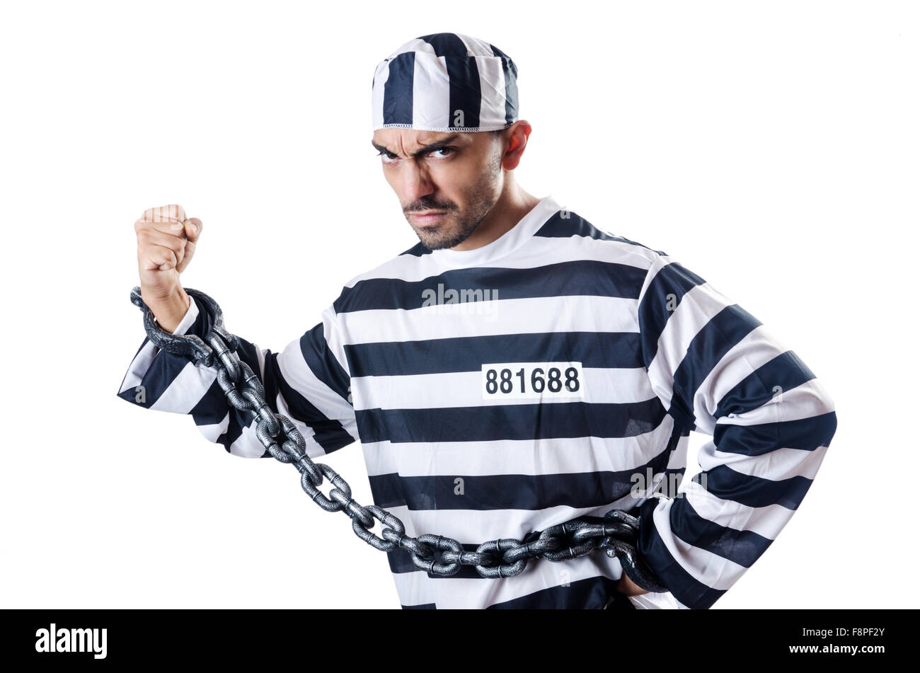 Convict criminal in striped uniform Stock Photo - Alamy