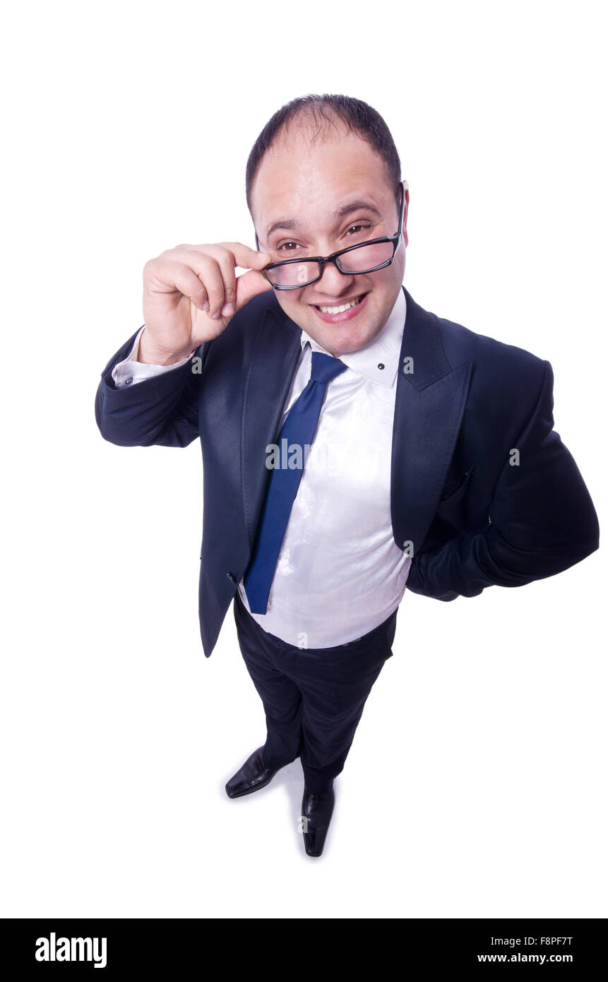 Funny businessman isolated on white Stock Photo - Alamy