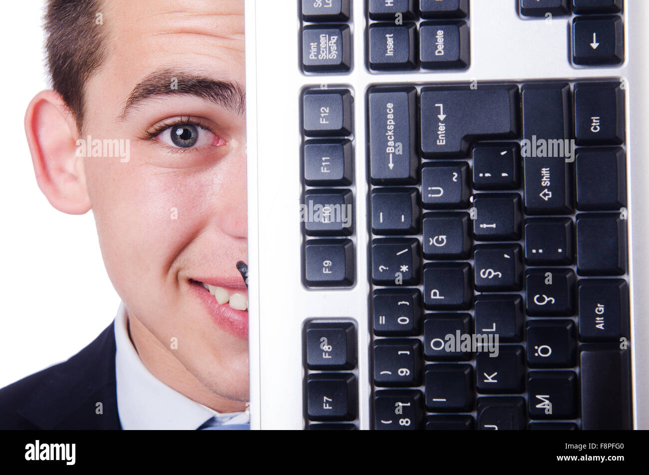 Computer geek nerd in funny concept Stock Photo - Alamy