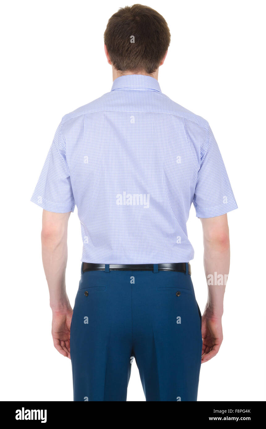 Male model with shirt isolated on white Stock Photo - Alamy