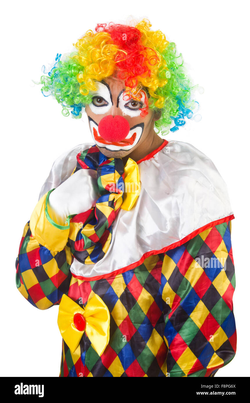 Funny clown isolated on white Stock Photo - Alamy