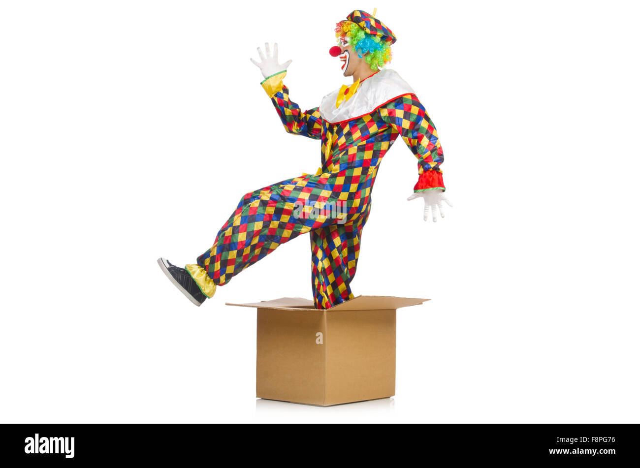Clown jumping out box hi-res stock photography and images - Alamy