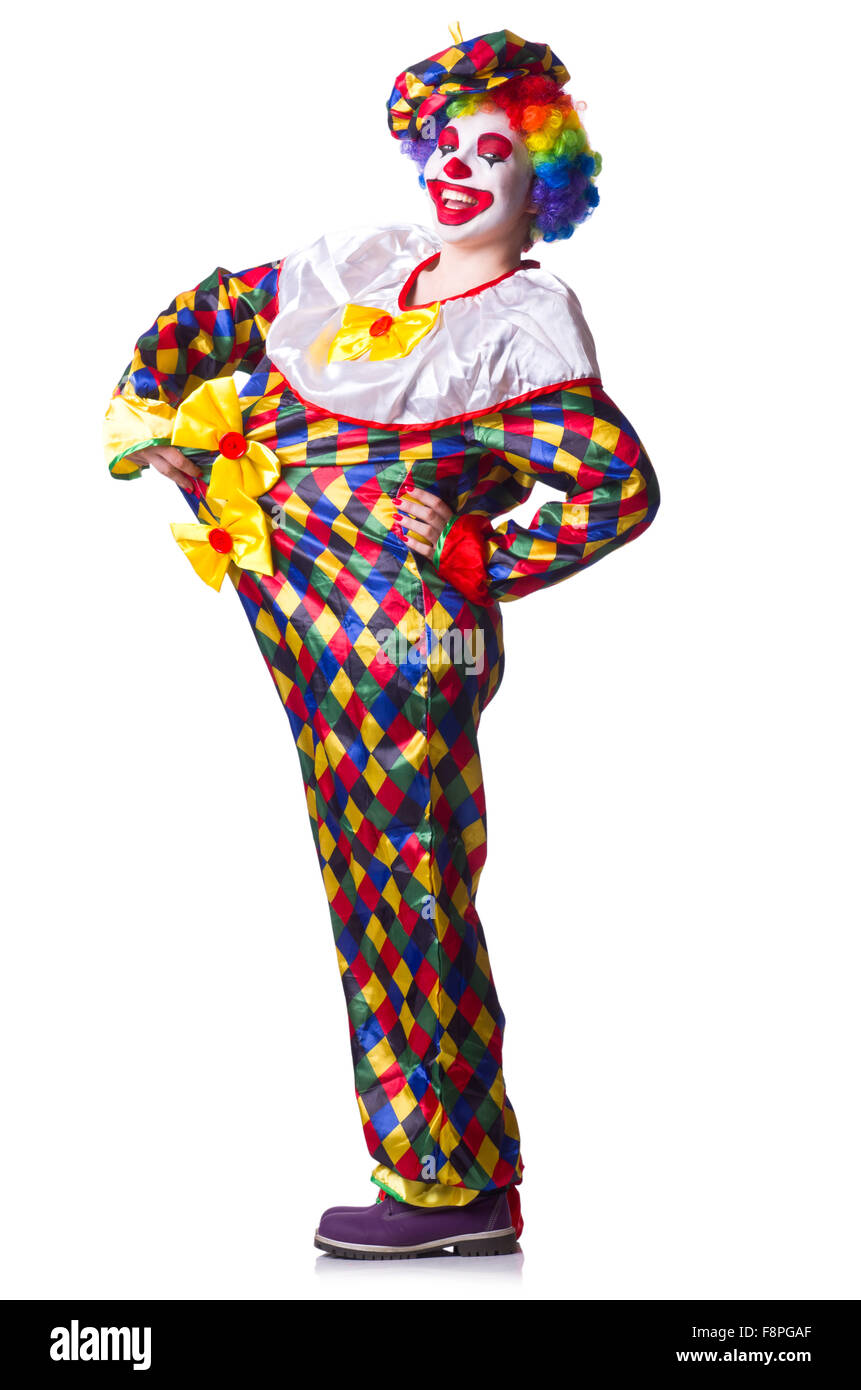 Clown in the costume isolated on white Stock Photo - Alamy