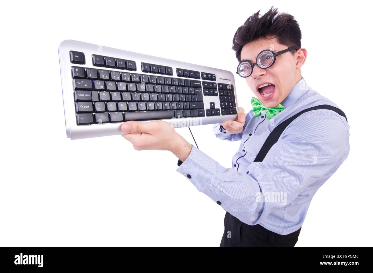 Computer geek nerd in funny concept Stock Photo - Alamy
