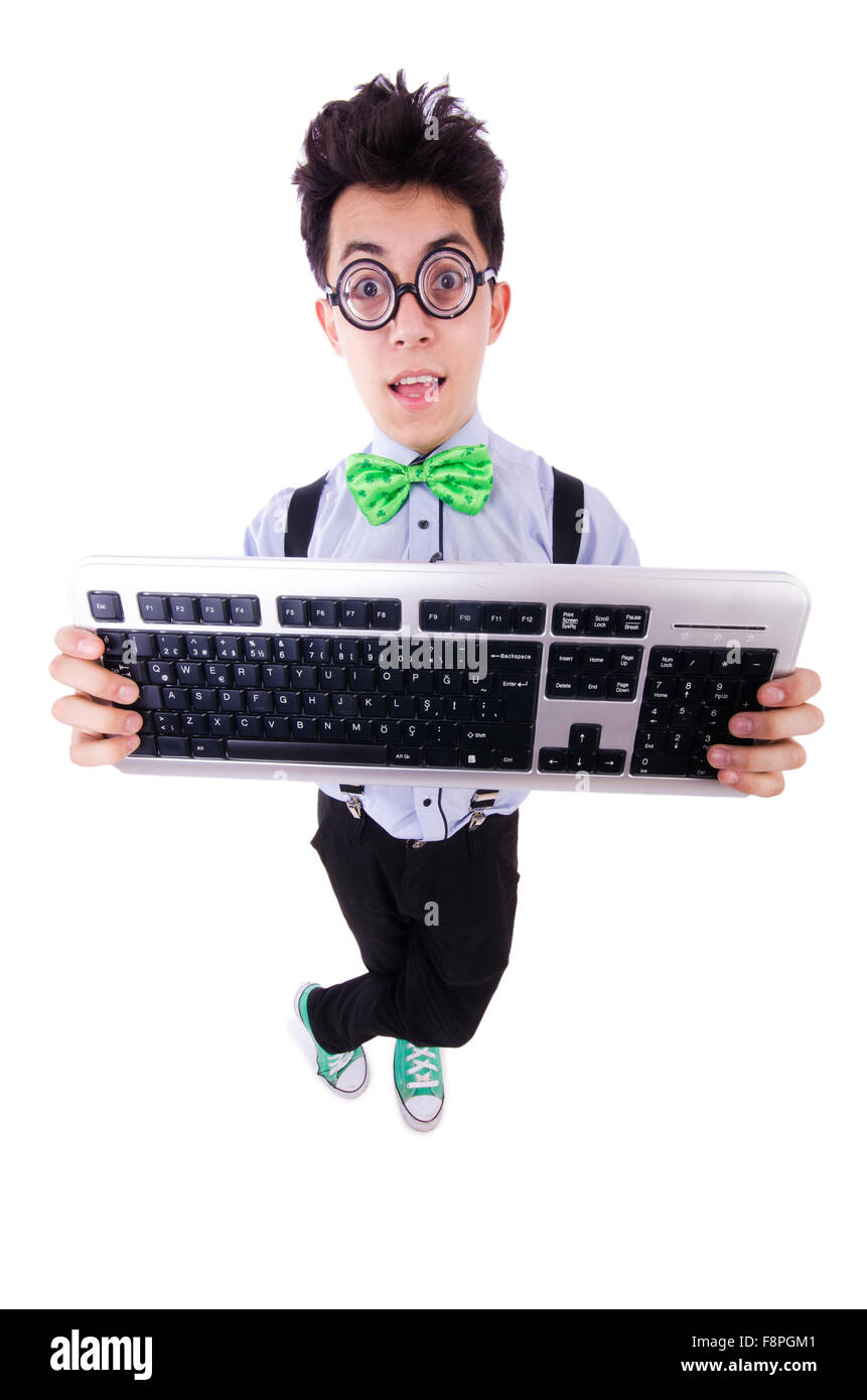 Computer geek nerd in funny concept Stock Photo - Alamy
