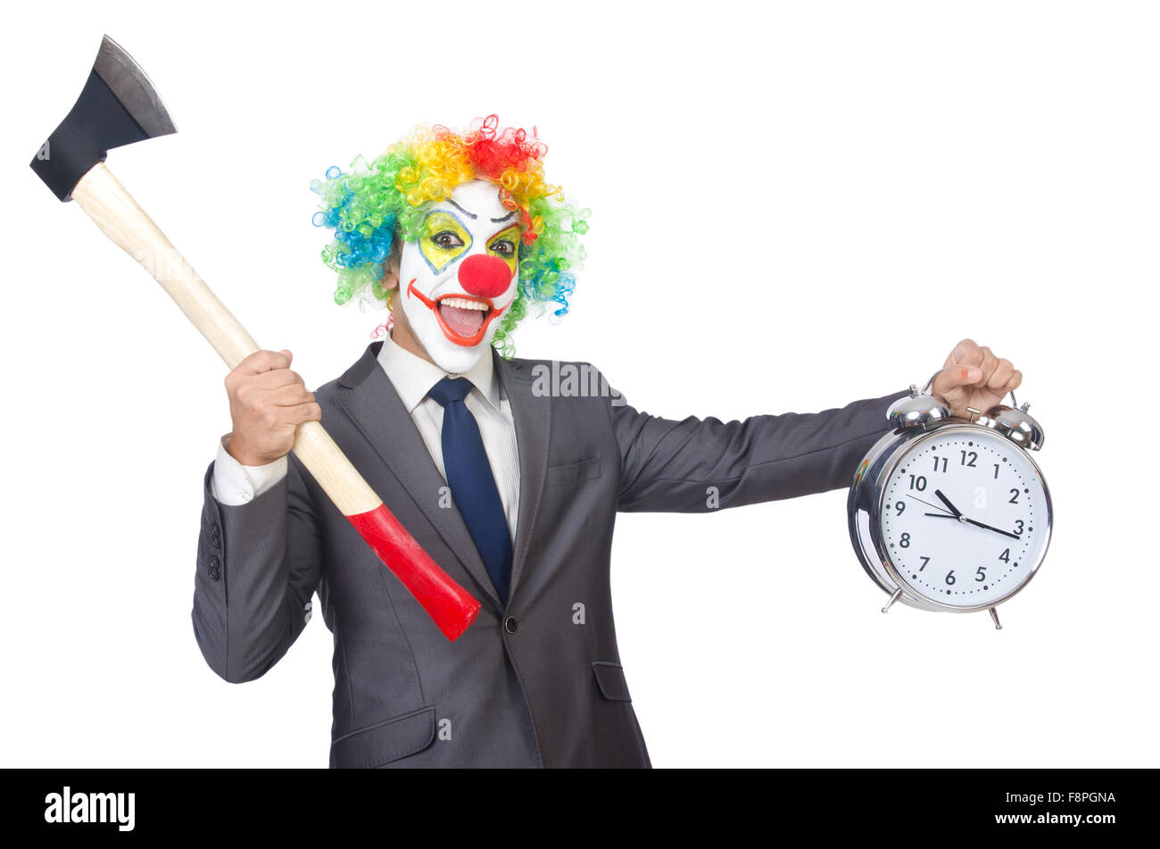 Businessman clown isolated on white Stock Photo - Alamy
