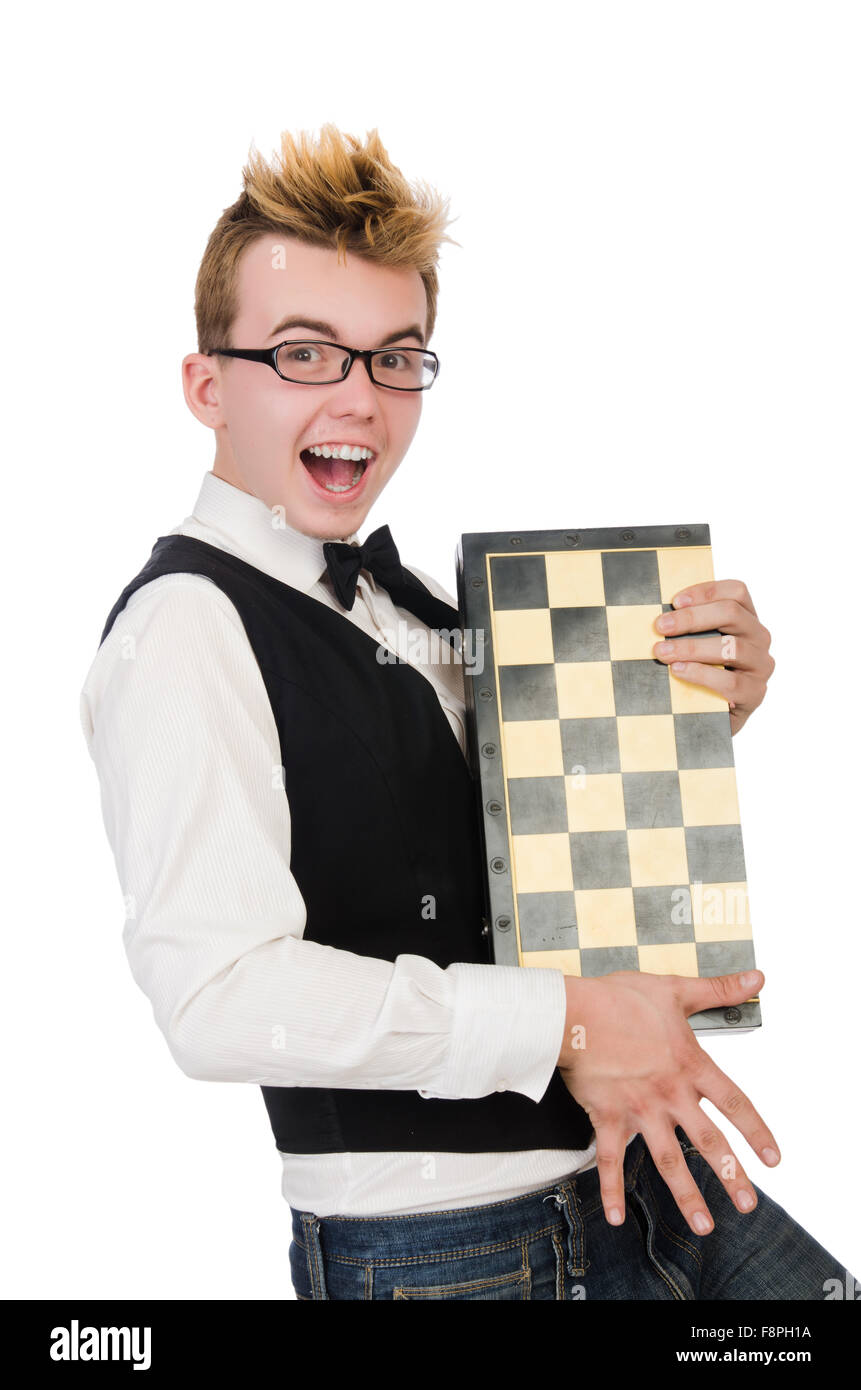 Funny chess player isolated on white Stock Photo - Alamy
