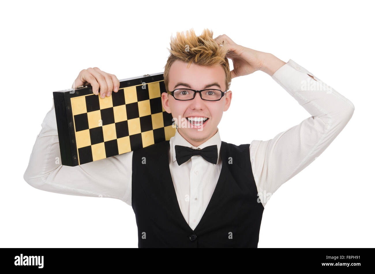 Funny chess player isolated on white Stock Photo - Alamy